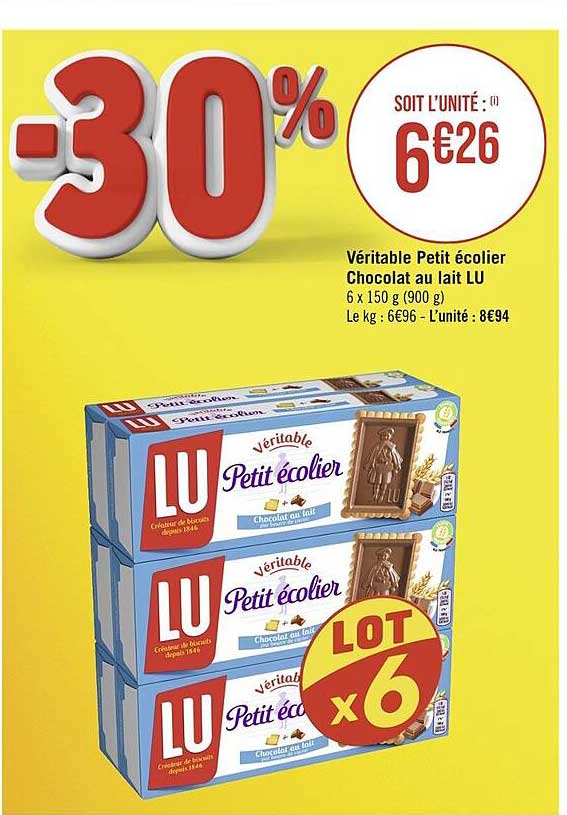 Promo Véritable Petit écolier Chocolat Au Lait Lu chez Géant Casino ...