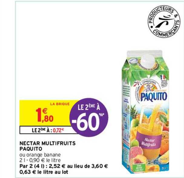 Promo Nectar Multifruits Paquito chez Intermarché Contact - iCatalogue.fr