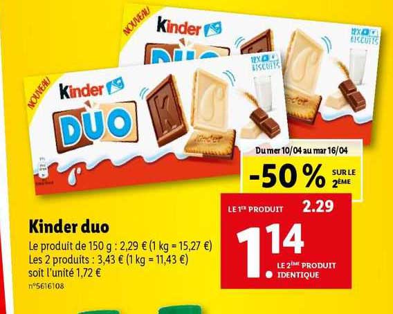 Promo Kinder Duo chez Lidl - iCatalogue.fr