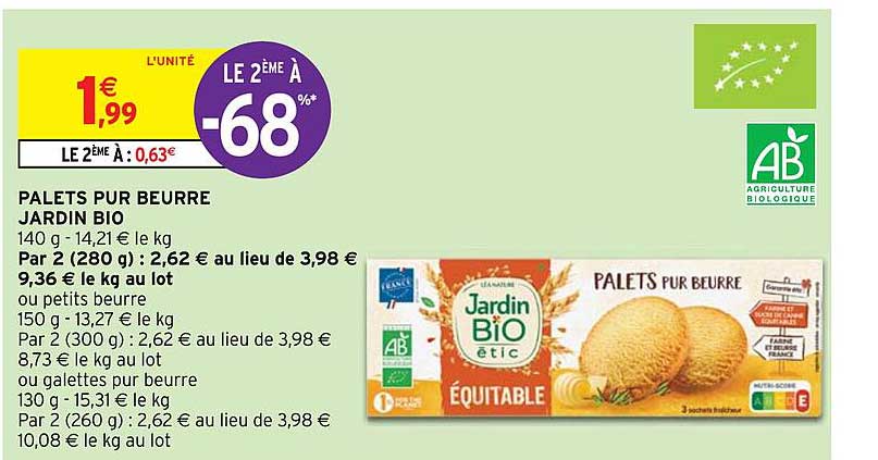 Promo Palets Pur Beurre Jardin Bio chez Intermarché Hyper - iCatalogue.fr