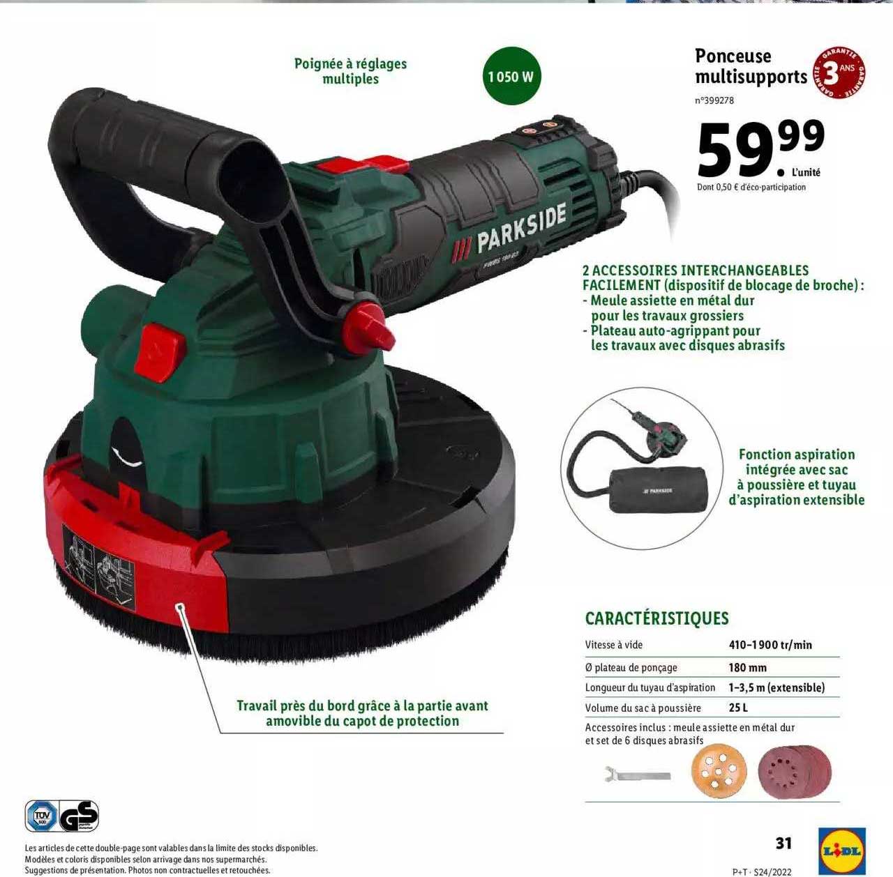 Offre Ponceuse Multisupports Parkside chez Lidl