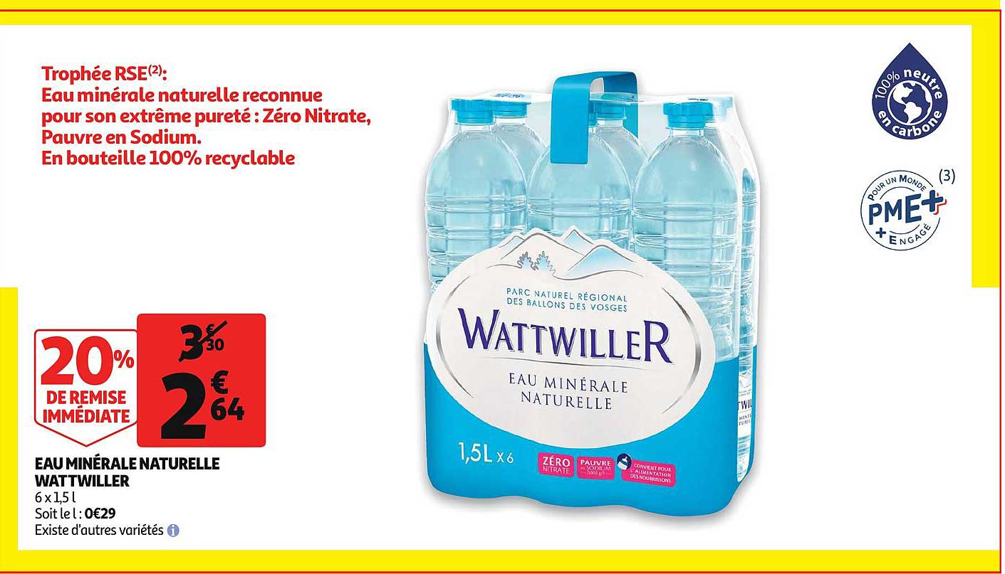 Promo Eau Minérale Naturelle Wattwiller chez Auchan - iCatalogue.fr