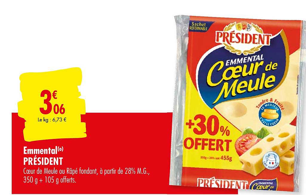 Offre Emmental Président chez Carrefour