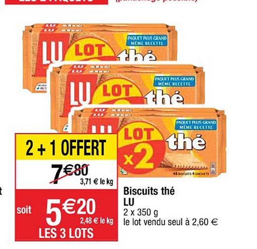 Offre Biscuits Thé Lu chez Cora