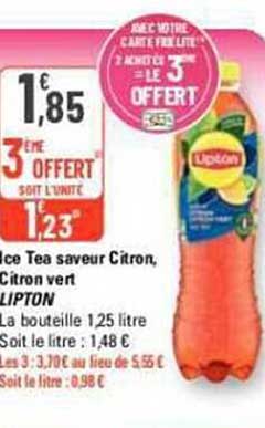 Promo Ice Tea Saveur Citron, Citron Vert Lipton chez G20 - iCatalogue.fr