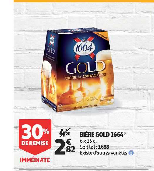 Promo Bière Gold 1664 30% De Remise Immédiate chez Auchan - iCatalogue.fr