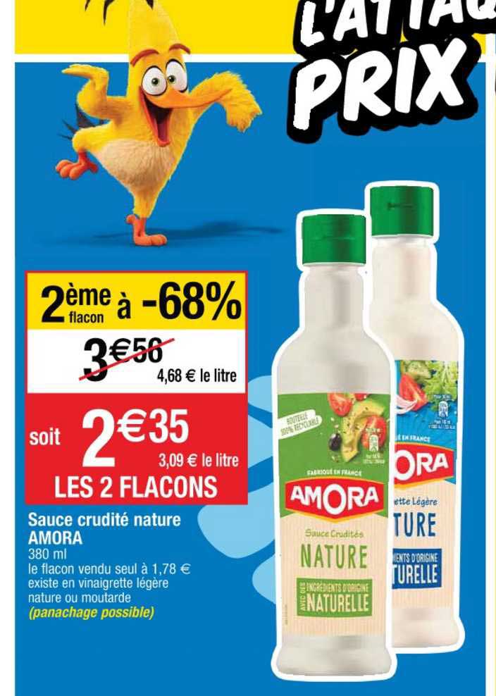 Promo Sauce Crudité Nature Amora Le 2ème Flacon à -68% chez Cora ...