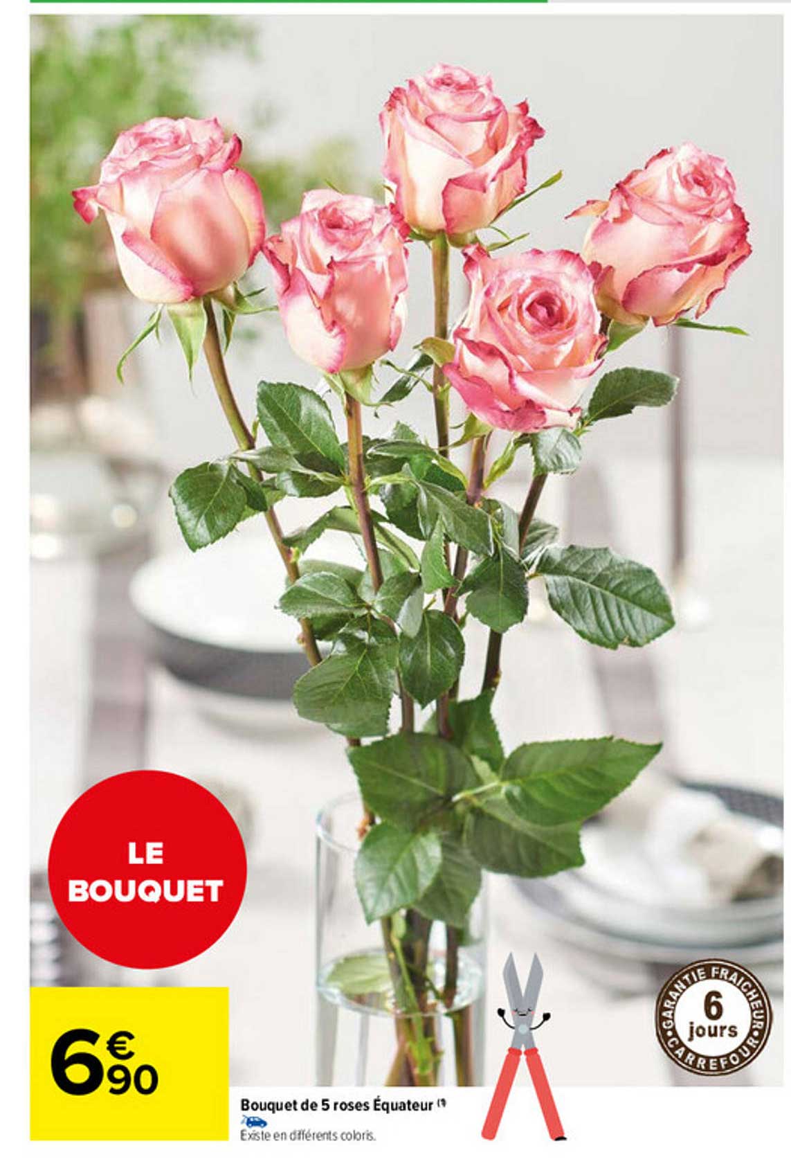 Promo Bouquet De 5 Roses équateur chez Carrefour Market - iCatalogue.fr