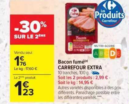 Promo Bacon Fumé Carrefour Extra chez Carrefour - iCatalogue.fr