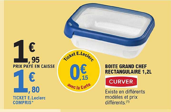 Promo Boîte Grand Chef Rectangulaire 1,2 L Curver chez E.Leclerc ...