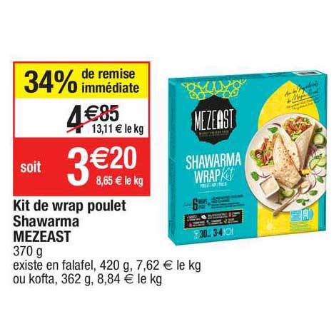 Promo Kit De Wrap Poulet Shawarma Mezeast chez Migros France ...