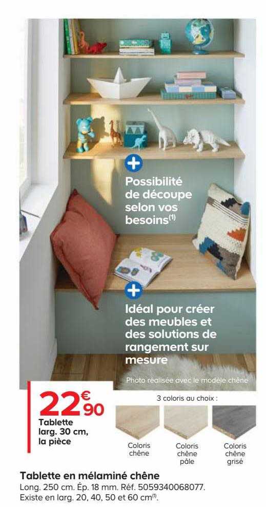 Promo Tablette En Mélaminé Chêne chez Castorama - iCatalogue.fr