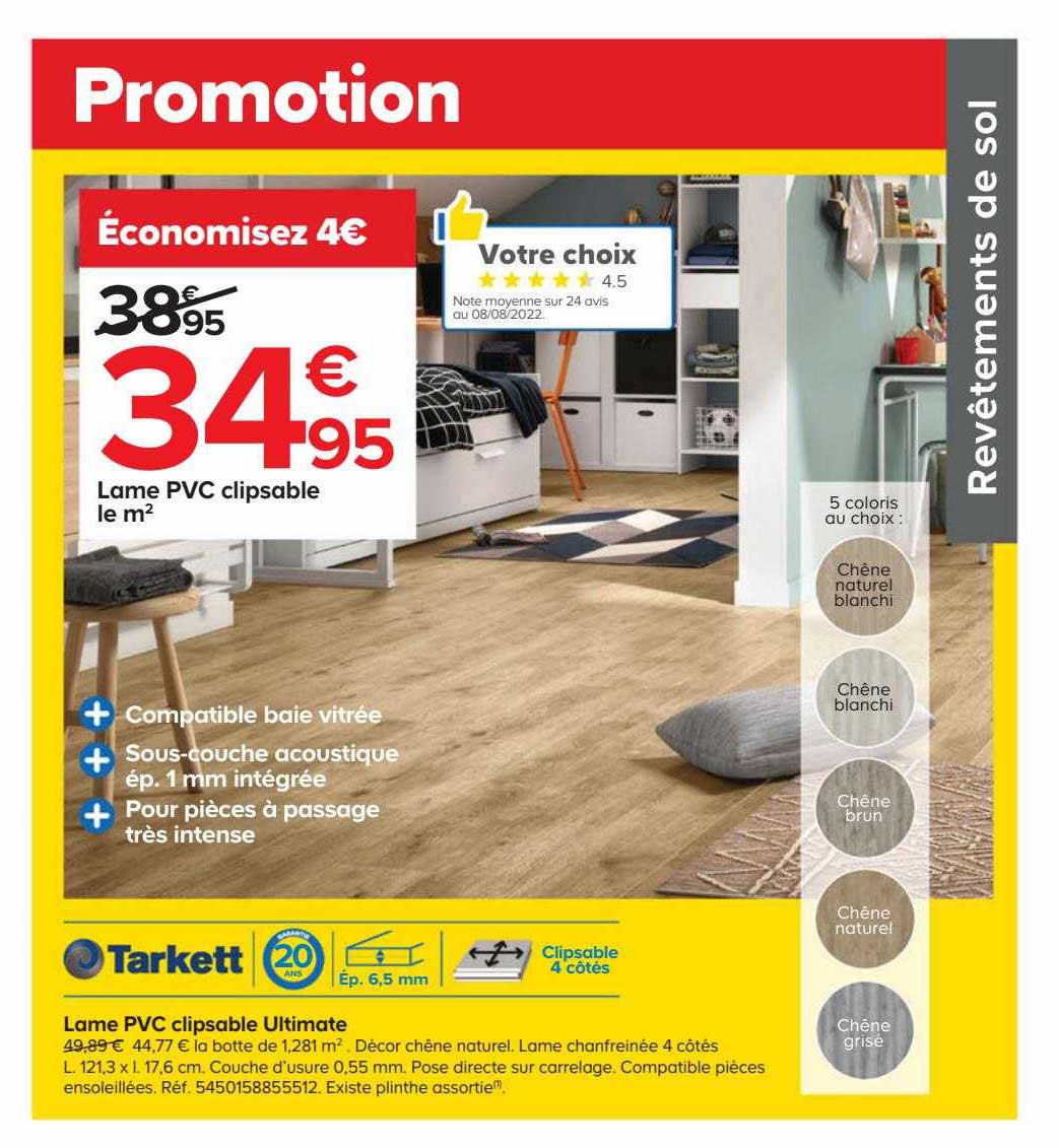 Promo Lame Pvc Clipsable Ultimate Tarkett chez Castorama - iCatalogue.fr