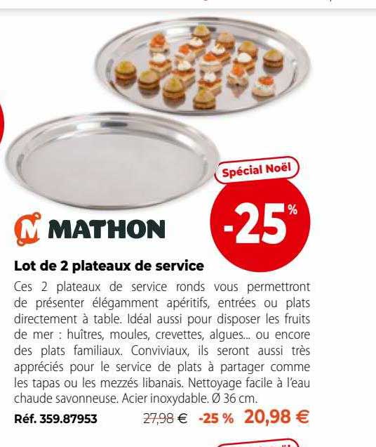 Offre Lot De 2 Plateaux De Service Mathon chez Mathon