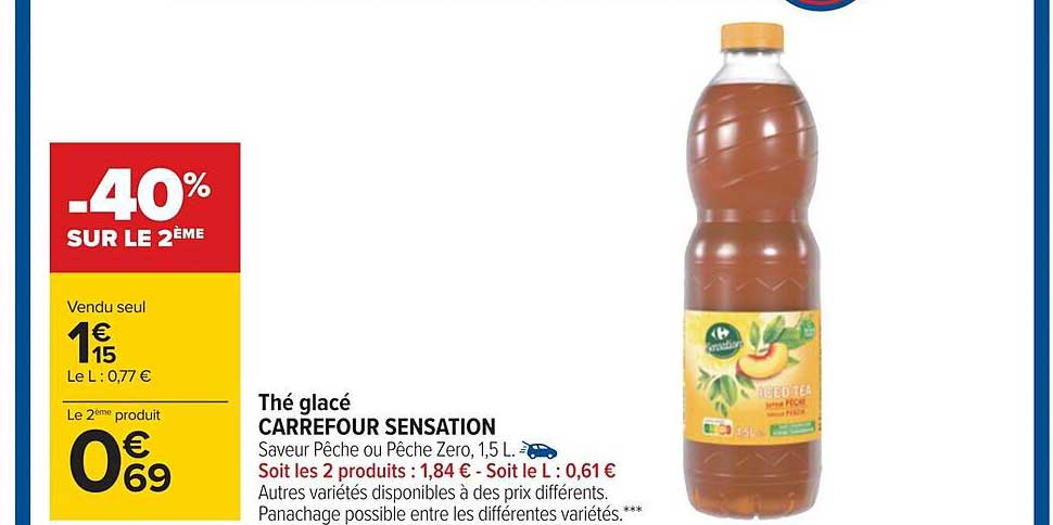 Offre Thé Glacé Carrefour Sensation chez Carrefour