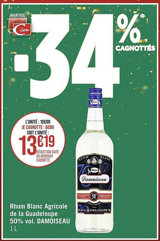 Promo Rhum Blanc Agricole De La Guadeloupe 50% Vol. Damoiseau chez ...