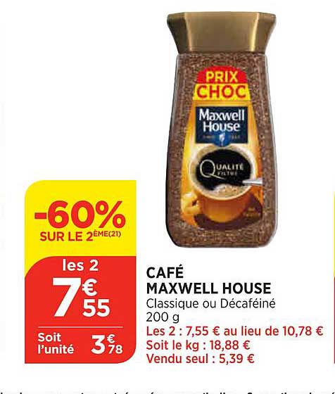 Offre Café Maxwell House chez Bi1