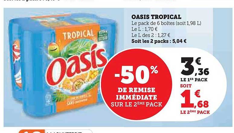 Promo Oasis Tropical chez Hyper U - iCatalogue.fr