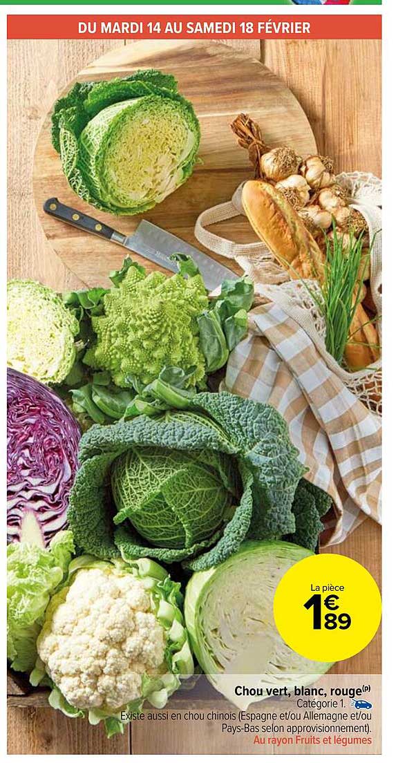 Promo Chou Vert, Blanc, Rouge chez Carrefour Market - iCatalogue.fr