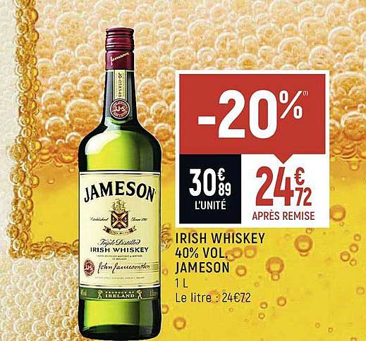 Promo Irish Whiskey 40% Vol. Jameson chez Spar - iCatalogue.fr