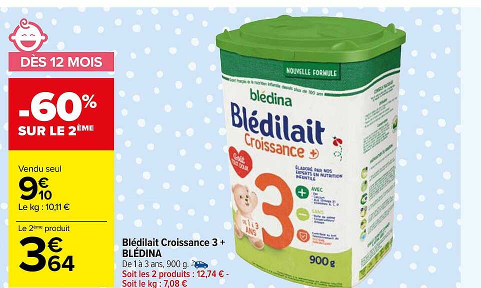 Promo Blédilait Croissance 3+ Blédina chez Carrefour - iCatalogue.fr
