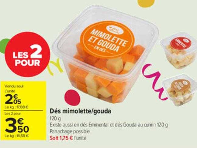 Promo Dés Mimolette - Gouda chez Carrefour Contact - iCatalogue.fr