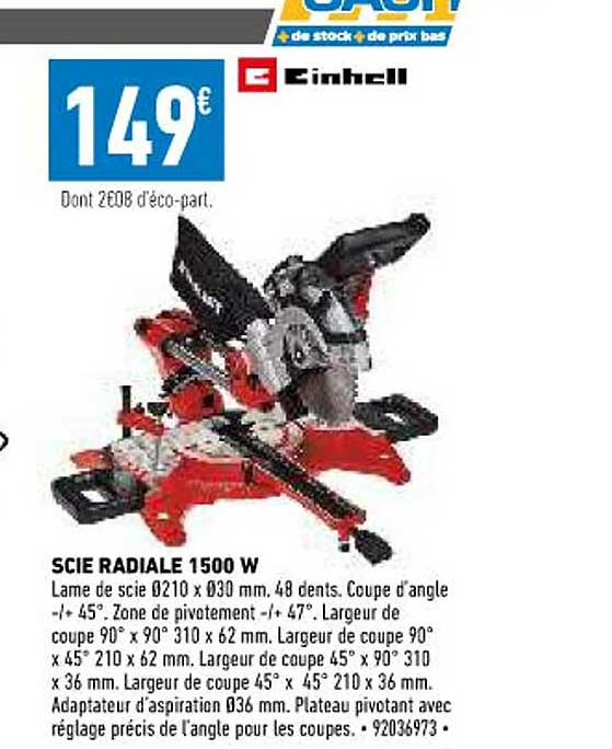 Promo Scie Radiale 1500w Einhell chez Brico Cash - iCatalogue.fr