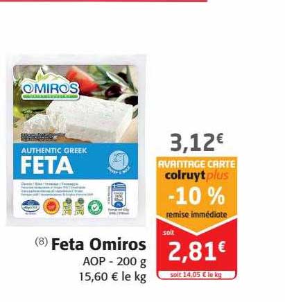 Promo Feta Omiros Aop chez Colruyt - iCatalogue.fr