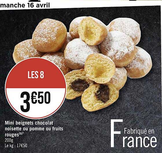 Promo Mini Beignets Chocolat Noisette Ou Pomme De Fruits Rouges chez ...