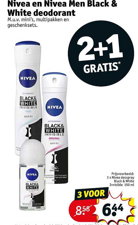 Promo Nivea En Nivea Men Black & White Deodorant chez Kruidvat ...