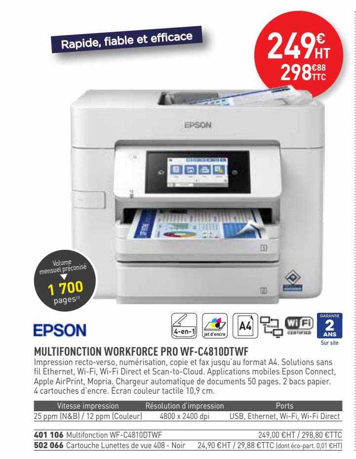 Promo Multifonction Workforce Pro Wf-c4810dtwf Epson chez Hyperburo ...