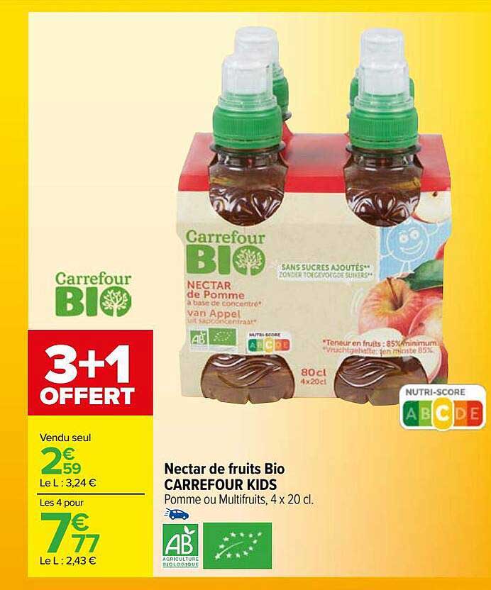 Promo Nectar De Fruits Bio Carrefour Kids chez Carrefour - iCatalogue.fr