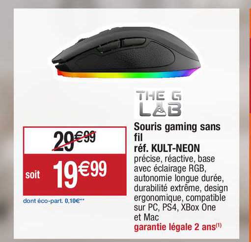Promo Souris Gaming Sans Fil Réf. Kult-néon chez Migros France ...