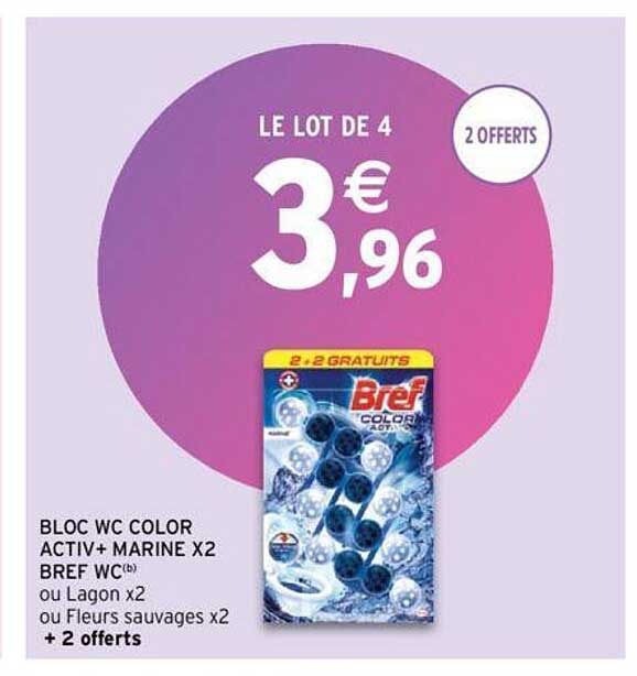 Promo Bloc Wc Color Activ+ Marine X 2 Bref Wc chez Intermarché ...