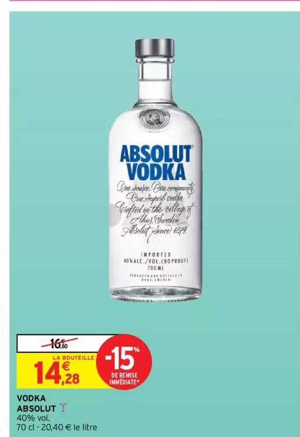 Promo Vodka Absolut chez Intermarché Hyper - iCatalogue.fr