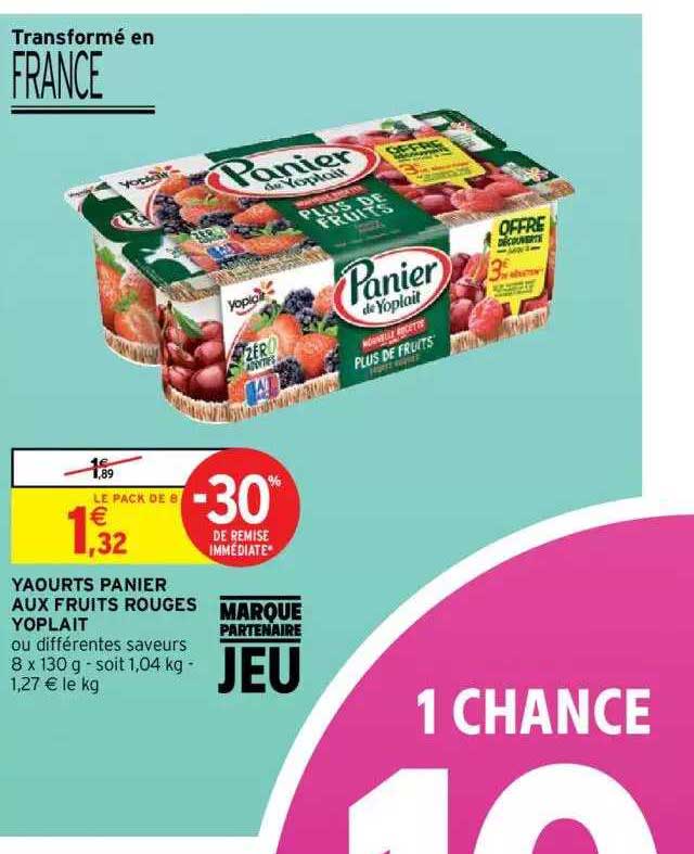 Promo Yaourts Panier Aux Fruits Rouges Yoplait chez Intermarché Hyper ...