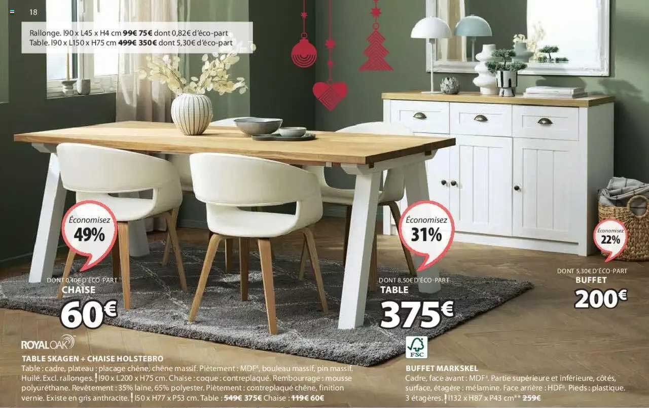 Promo Table Skagen + Chaise Holstebro, Buffet Markskel chez JYSK ...