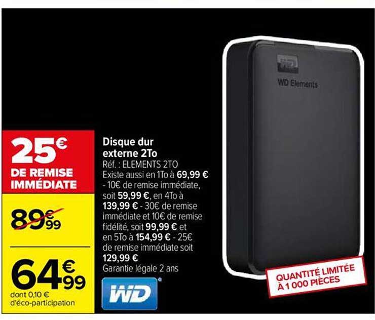 Promo Disque Dur Externe 2to Wd chez Carrefour - iCatalogue.fr Promo Disque Dur Externe 2to Wd chez Carrefour - iCatalogue.fr
