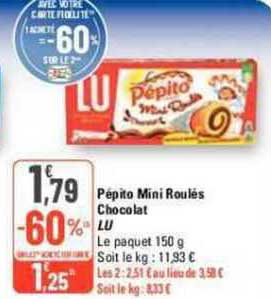 Promo Pépito Mini Roulés Chocolat Lu chez G20 - iCatalogue.fr
