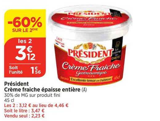 Promo Président Crème Fraîche épaisse Entière chez Bi1 - iCatalogue.fr