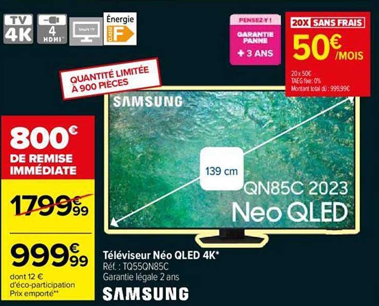 Promo Téléviseur Néo Qled 4k 139 Cm Samsung chez Carrefour - iCatalogue.fr