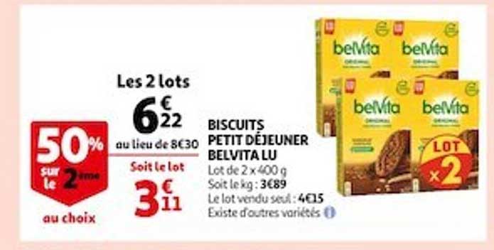 Promo Biscuits Petit Déjeuner Belvita Lu chez Auchan - iCatalogue.fr