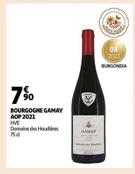 Offre Aop Bourgogne Gamay Vignerons De Bel Air Tastevinage 2021 chez E ...