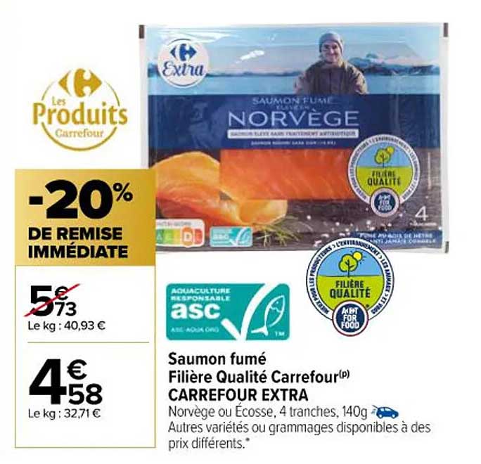 Promo Saumon Fumé Filière Qualité Carrefour Carrefour Extra chez ...