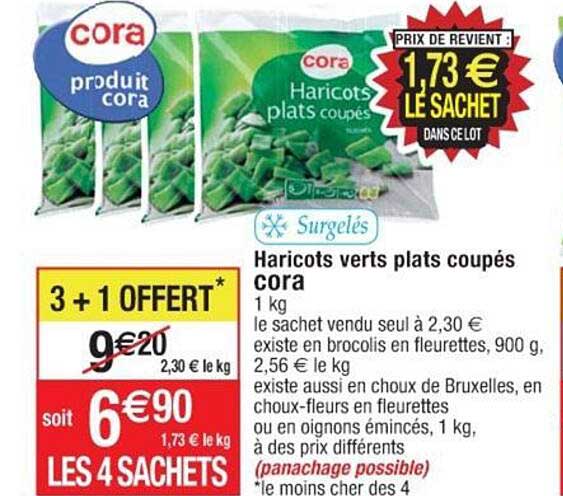 Promo Haricots Verts Plats Coupés Cora chez Cora - iCatalogue.fr