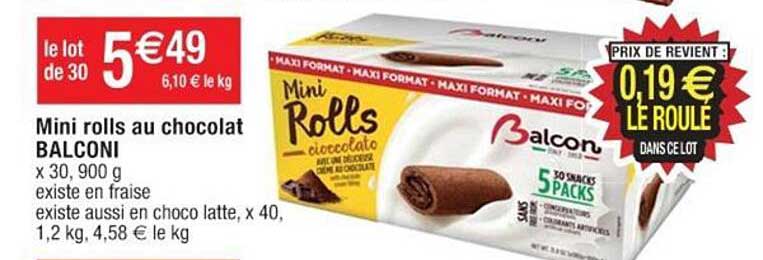 Promo Mini Rolls Au Chocolat Balconi chez Cora - iCatalogue.fr