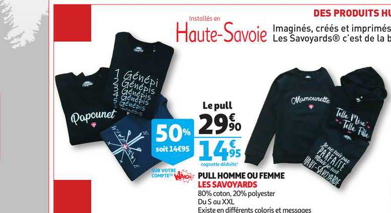 Promo Pull Homme Ou Femme Les Savoyards chez Auchan Direct - iCatalogue.fr