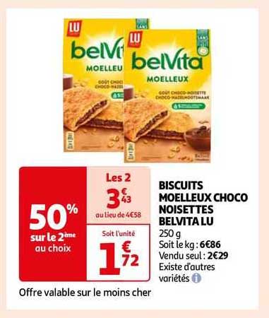 Promo Biscuits Moelleux Choco Noisettes Belvita Lu chez Auchan ...