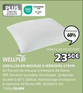 Promo Oreiller En Mousse à Mémoire Stryn Wellpur chez JYSK - iCatalogue.fr