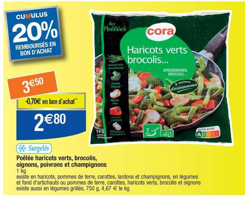 Promo Poêlée Haricots Verts, Brocolis, Oignons, Poivrons Et Champignons ...